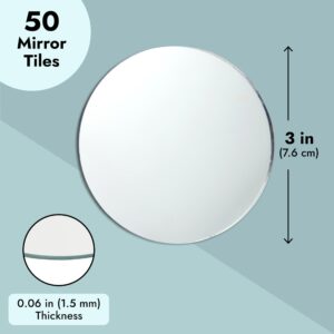 Juvale 50-Pack of Small Round Mirrors for Crafts, 3-Inch Glass Tile Circles for Wall and Table Decor, Mosaics, DIY Home Projects, Decorations, Arts and Crafts Supplies