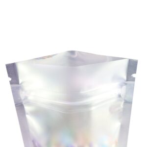 Clear Window Standup Colored Metallic Mylar Ziplock Bag (100 Pack) (Gold, Standup | 3.5oz)