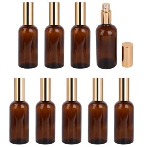 foraineam 9 pack 100ml / 3.4 oz. amber glass spray bottle with atomizer, fine mist spray, refillable container for perfume, cleaning products, essential oils