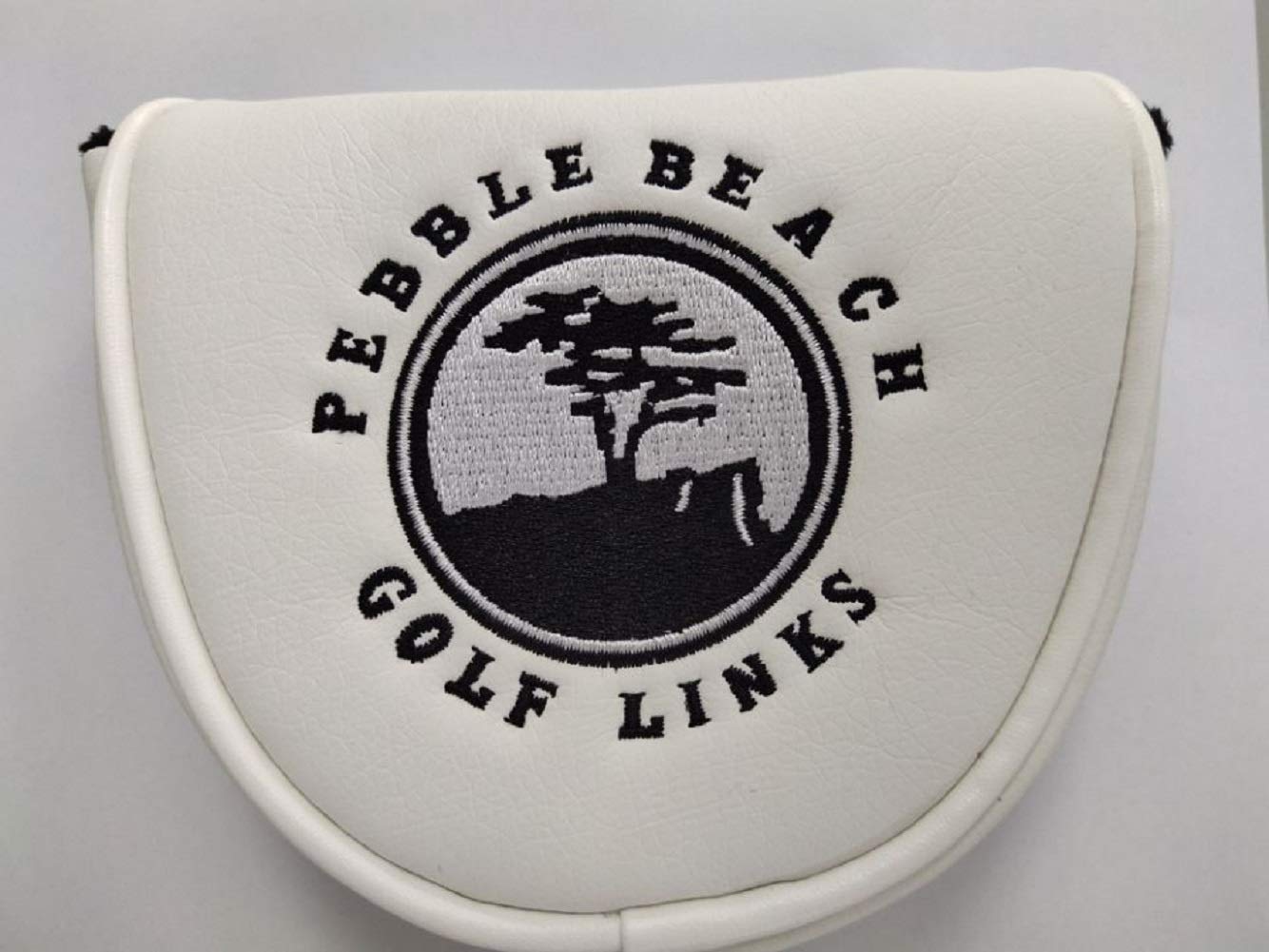 DBYAN Pebble Beach Patterned Golf Links Magnetic Mallet Putter Head Cover for Scotty Cameron, Taylormade, Titleist, Ping and Mizuno Putters,White