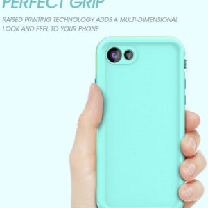 LOVE BEIDI iPhone 8 7 Waterproof Case Cover Built-in Screen Protector Fully Sealed Life Shockproof Snowproof Underwater Protective Cases for iPhone 8 7-4.7" (Cyan/Green/Mint Green)