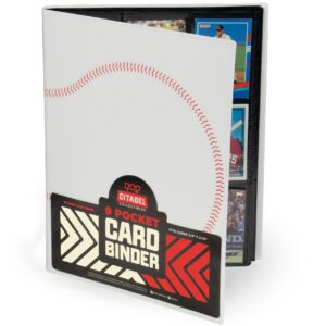 9 pocket baseball card binder | white | 20 double-sided pages | 360 side-loading card protector storage pockets compatible with 2.5" x 3.75" cards, trading card tcg games, magic mtg, pokemon, & yugioh