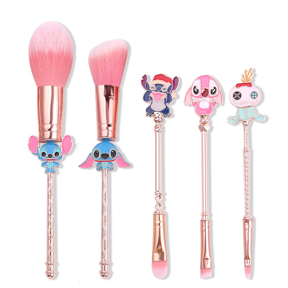 Interstellar Baby Makeup Brushes Set - 5Pcs Creative Stitch Theme Cosmetic Brushes Set, Premium Synthetic Foundation Eyeshades Brush Set Best Gift for Young Girl Women