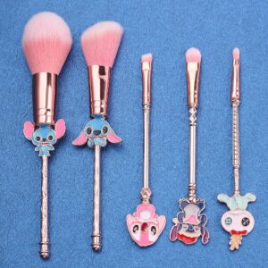 Interstellar Baby Makeup Brushes Set - 5Pcs Creative Stitch Theme Cosmetic Brushes Set, Premium Synthetic Foundation Eyeshades Brush Set Best Gift for Young Girl Women