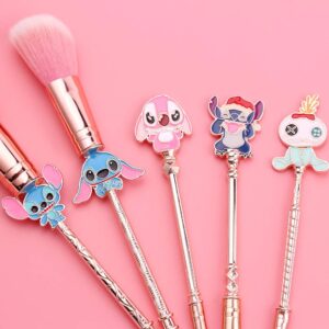 Interstellar Baby Makeup Brushes Set - 5Pcs Creative Stitch Theme Cosmetic Brushes Set, Premium Synthetic Foundation Eyeshades Brush Set Best Gift for Young Girl Women