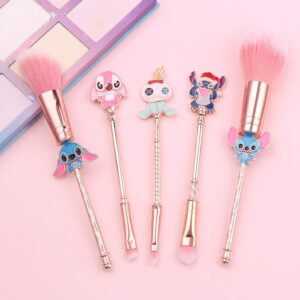 Interstellar Baby Makeup Brushes Set - 5Pcs Creative Stitch Theme Cosmetic Brushes Set, Premium Synthetic Foundation Eyeshades Brush Set Best Gift for Young Girl Women