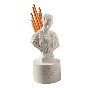 what on earth julius caesar pencil holder stab back ides of march pencil holder for desk, roman bust statue with back stabbed holes