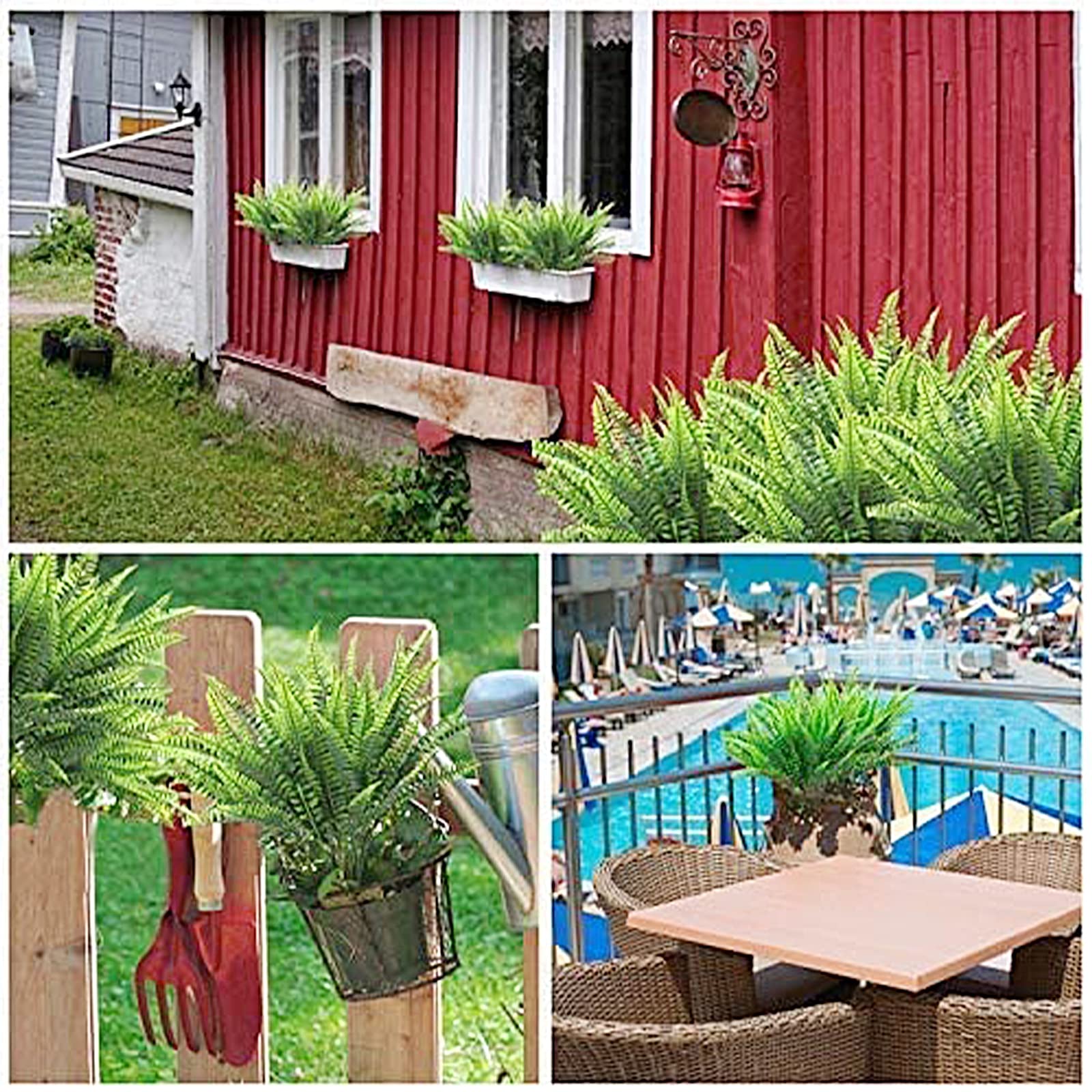 TURNMEON 20 Bundles Artificial Plants Summer Decor Fake Plants Greenery Faux Plant Boston Fern Outdoor UV Resistant Artificial Flowers Plants Outside Indoor for Home Spring Decor