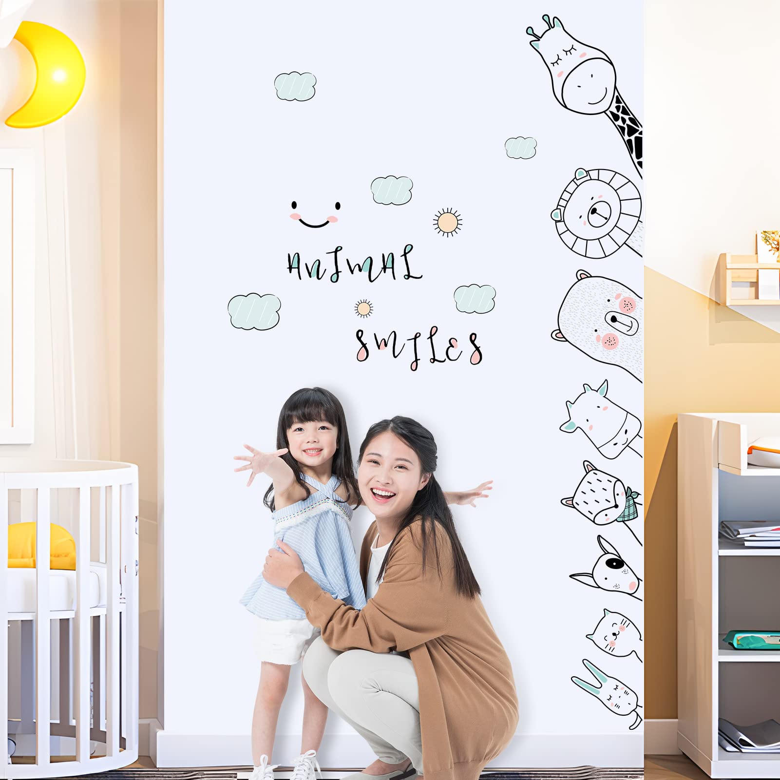 DKTIE Wall Stickers Decals for Kids Room Bedroom Baby Room Wall Decor Sticker Cute Animal Door Sticker