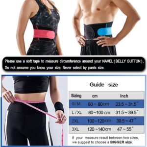 T TIMTAKBO Waist Back Support Belt for Women Men, Lumbar Support of Back Brace for Lower Back Pain Relief, Adjustable Waist Support Belt for Sciatica,Scoliosis(Black/Red, L/XL Fit Belly 31.5"-39.5")