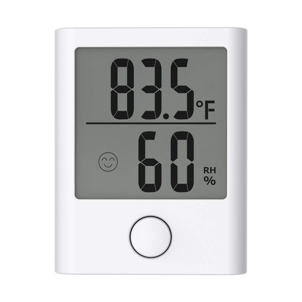 BALDR Digital Mini Hygrometer & Indoor Thermometer - Monitor Room Temperature & Humidity with a Hydrometer, Humidity Sensor, & Indoor Thermometer for Home, Office, Greenhouse, & More (White)