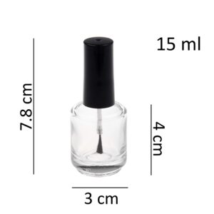 Eco-Fused Transparent Clear Empty Nail Polish Bottles - with Dupont Brushes - Set of 6 - Also Includes 6x Plastic Funnels, 12x Mixing Balls and 20x Sticker Labels - Making your Own Nail Polish