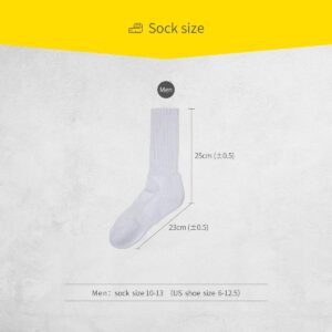 SOX TOWN Unisex Cushioned Crew Training Athletic Socks Men & Women with Combed Cotton Moisture Wicking Breathable Performance(White L)