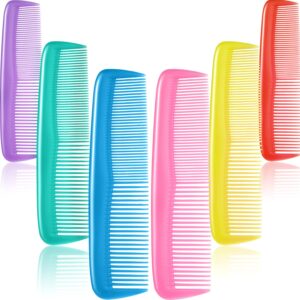 12 pieces colorful hair combs set for kids women men colorful plastic fine dressing comb (yellow, purple, green, blue, red, pink)