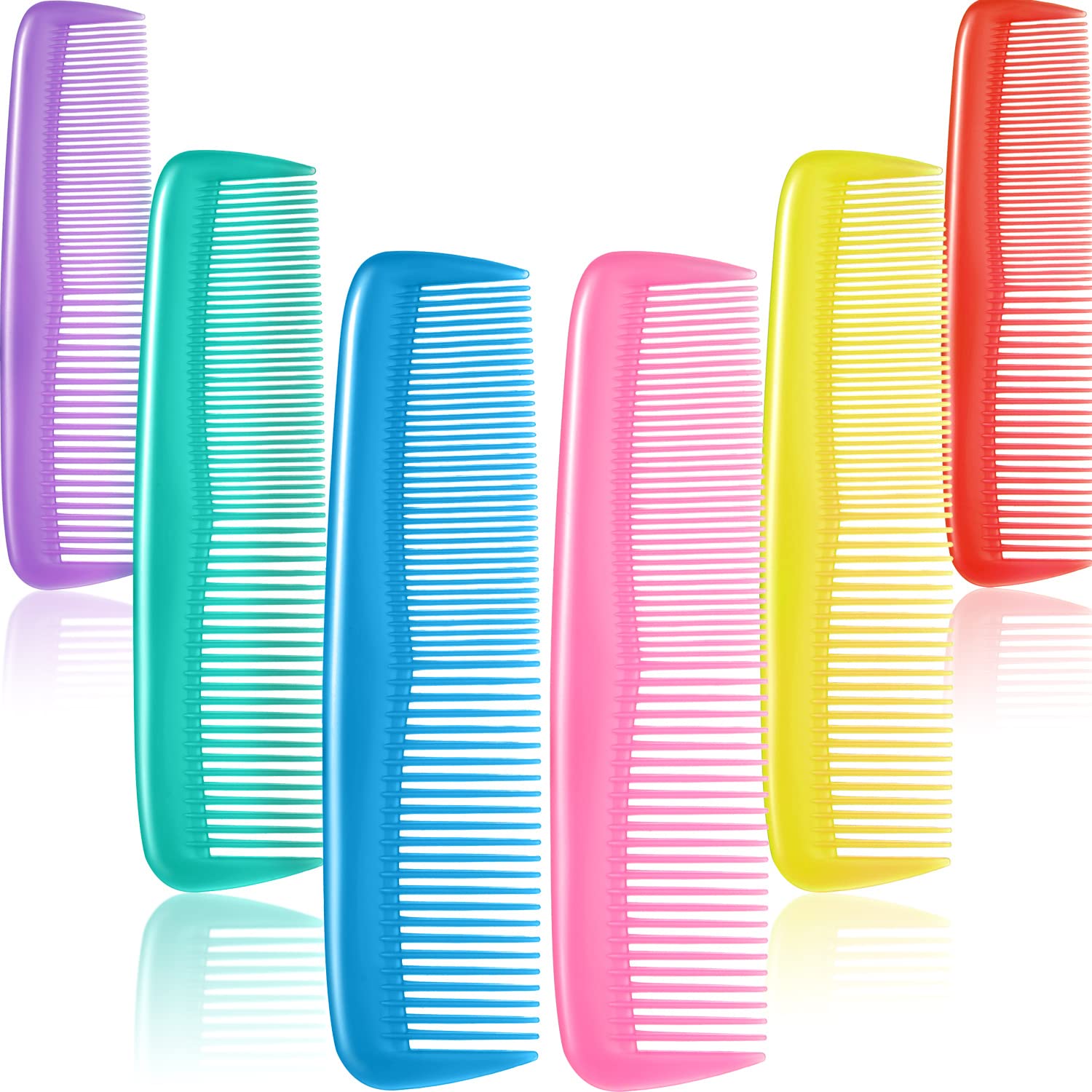 12 Pieces Colorful Hair Combs Set for Kids Women Men Colorful Plastic Fine Dressing Comb (Yellow, Purple, Green, Blue, Red, Pink)