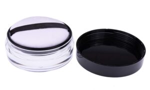 akoak capacity 10 ml(0.33 oz) no leaks empty reusable plastic loose powder compact container diy makeup powder case with sponge powder puff,elasticated net sifter and threaded screw lid