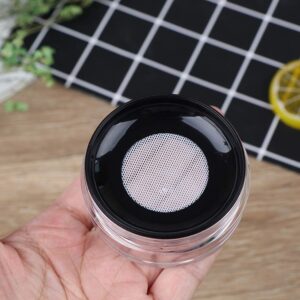 AKOAK Capacity 10 ml(0.33 oz) No Leaks Empty Reusable Plastic Loose Powder Compact Container DIY Makeup Powder Case with Sponge Powder Puff,Elasticated Net Sifter and Threaded Screw Lid