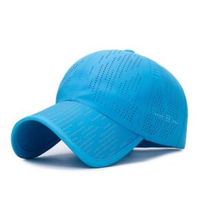 xibeitrade plain breathable quick drying baseball cap mesh sun hat for baseball golf fishing outdoor hats (sky blue)