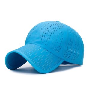 XibeiTrade Plain Breathable Quick Drying Baseball Cap Mesh Sun Hat for Baseball Golf Fishing Outdoor Hats (Sky Blue)