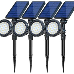 OSORD Solar Lights Outdoor, Waterproof 18 LED 2-in-1 Solar Spot Lights Dusk to Dawn Solar Landscape Spotlights Bright Solar Uplight Adjustable Solar Panel for Flag Pole Garden Yard, 4pack(Cool White)