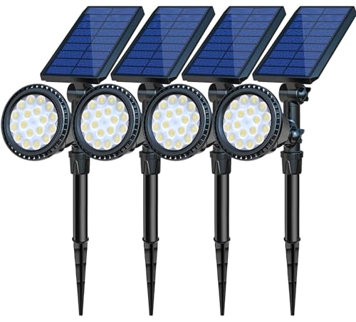 OSORD Solar Lights Outdoor, Waterproof 18 LED 2-in-1 Solar Spot Lights Dusk to Dawn Solar Landscape Spotlights Bright Solar Uplight Adjustable Solar Panel for Flag Pole Garden Yard, 4pack(Cool White)