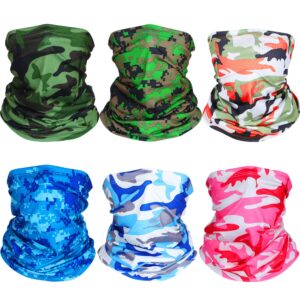 geyoga ski mask for men neck gaiters scarf face covering balaclava fishing summer cycling running masks windproof bandana(camouflage colors,6 pieces)