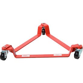 modern equipment meco t3p 55 gallon triangular drum dolly polyolefin casters