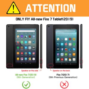 VORI Case for All-New Fire 7 Tablet (9th Generation, 2019 Release), Folio Smart Cover with Auto Wake/Sleep (Mandala Galaxy)