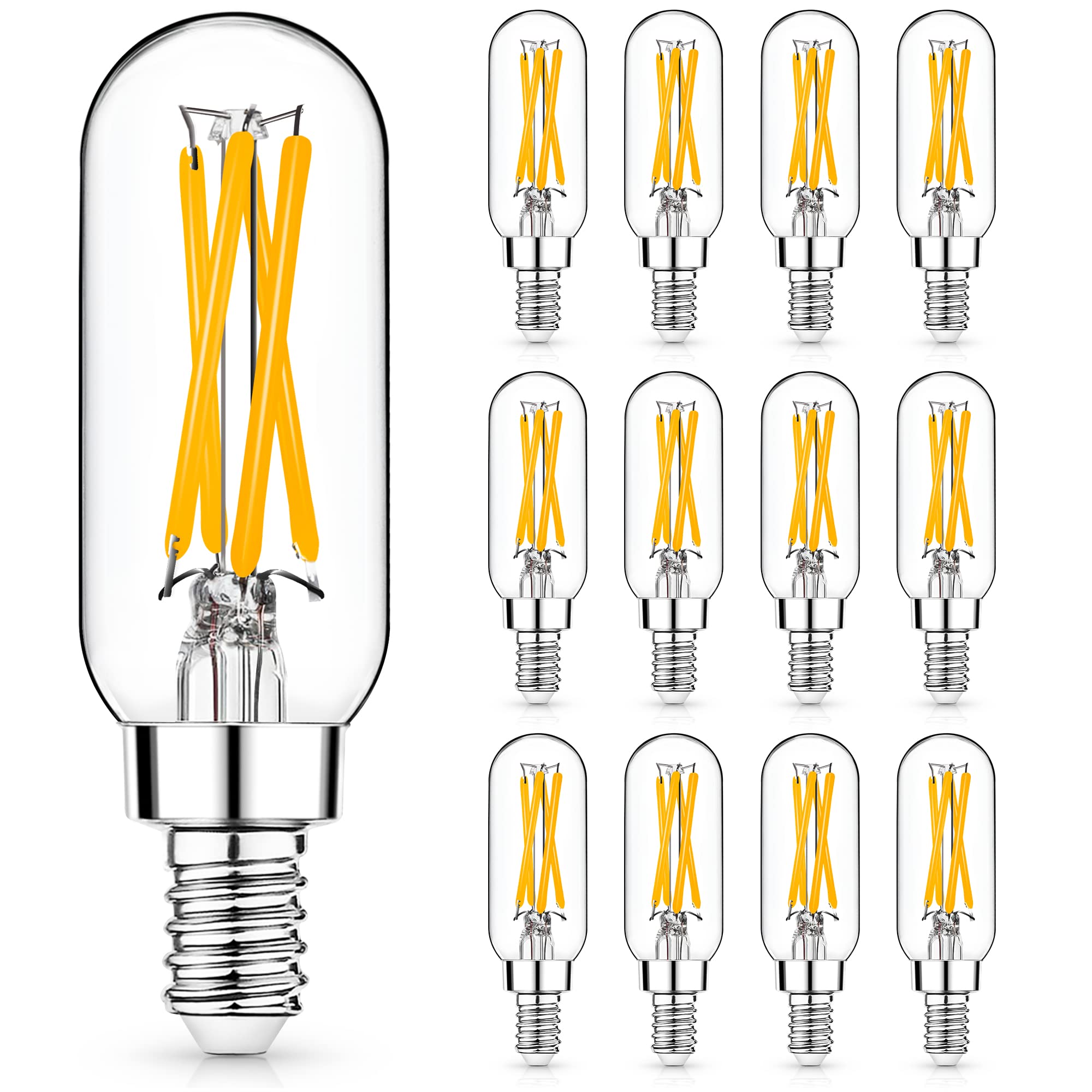 Mlambert 12 Pack E12 LED Edison Bulb,4W Equal 40W e12 Candelabra Bulb 2700K,Dimmable T6 T25 LED Bulb,E12 Bulb,Small Bulb for Chandelier,not E26 Base