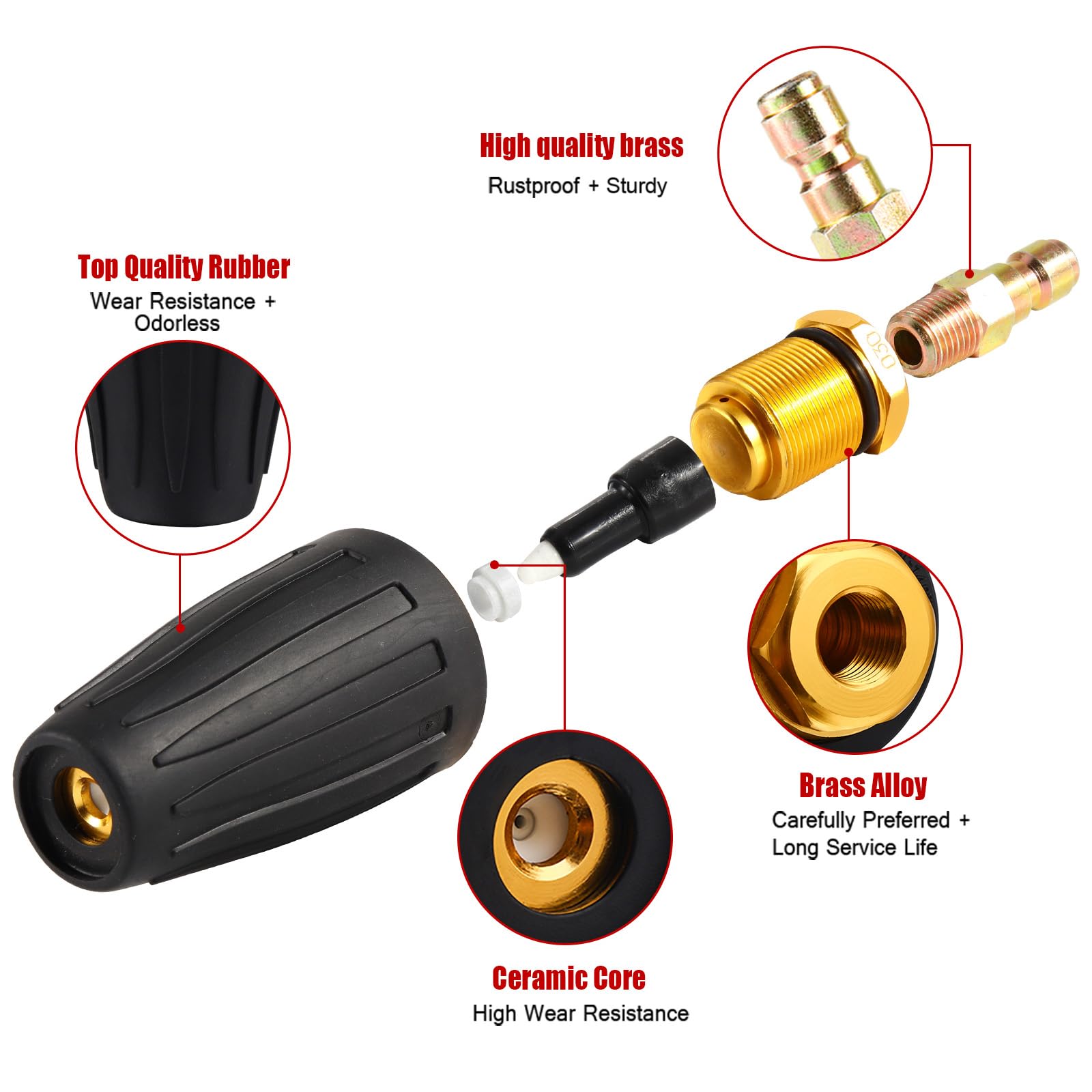 Pressure Washer Tips Turbo Nozzle Pressure Washer 3000 PSI Max Rotating Pressure Washer Nozzle with 2PCS 1/4'' Quick Connect for Cleaning Brick, Concrete, and Vinyl Surfaces…