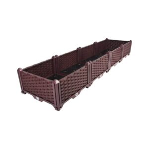 hershii plastic raised garden bed rectangular planter boxes kit indoor outdoor gardening container for growing vegetables, plants, herbs, flowers & succulents - brown - 61.41 x 15.35 x 8.66 inches