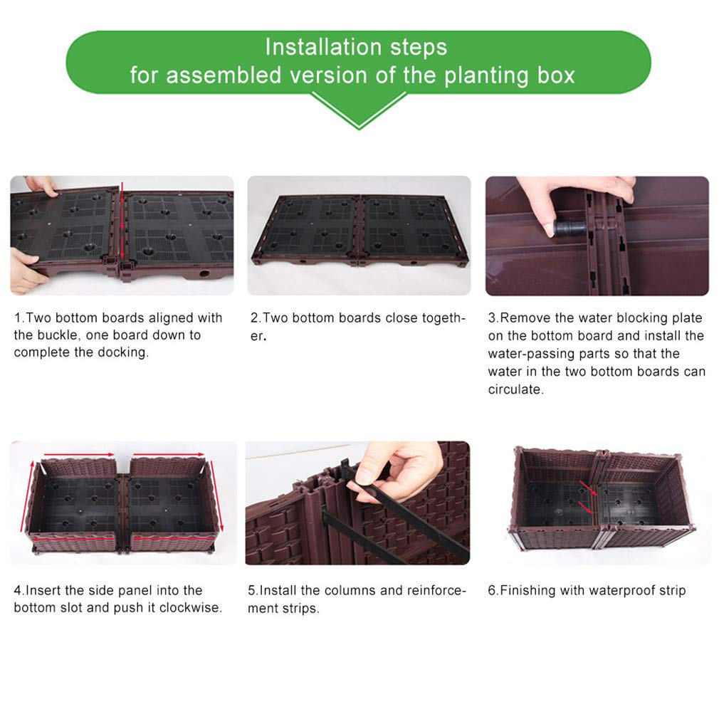 Hershii Plastic Raised Garden Bed Rectangular Planter Boxes Kit Indoor Outdoor Gardening Container for Growing Vegetables, Plants, Herbs, Flowers & Succulents - Brown - 61.41 X 15.35 X 8.66 Inches