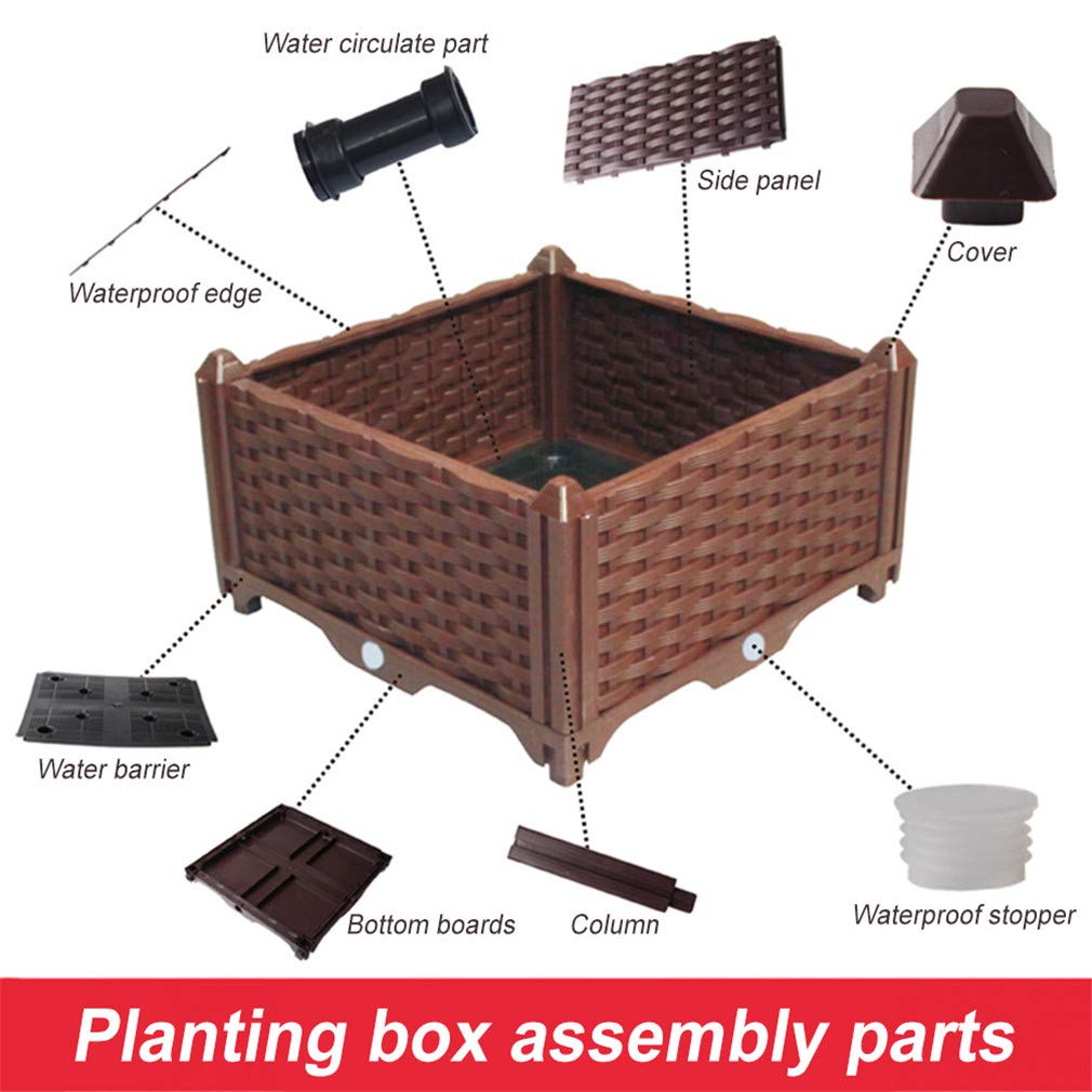 Hershii Plastic Raised Garden Bed Rectangular Planter Boxes Kit Indoor Outdoor Gardening Container for Growing Vegetables, Plants, Herbs, Flowers & Succulents - Brown - 61.41 X 15.35 X 8.66 Inches