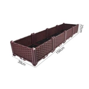 Hershii Plastic Raised Garden Bed Rectangular Planter Boxes Kit Indoor Outdoor Gardening Container for Growing Vegetables, Plants, Herbs, Flowers & Succulents - Brown - 61.41 X 15.35 X 8.66 Inches