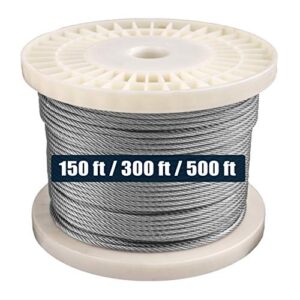 harborcraft 500 feet of 1/8" 316 stainless steel wire rope aircraft cable for deck cable railing kits diy balustrades 7x7