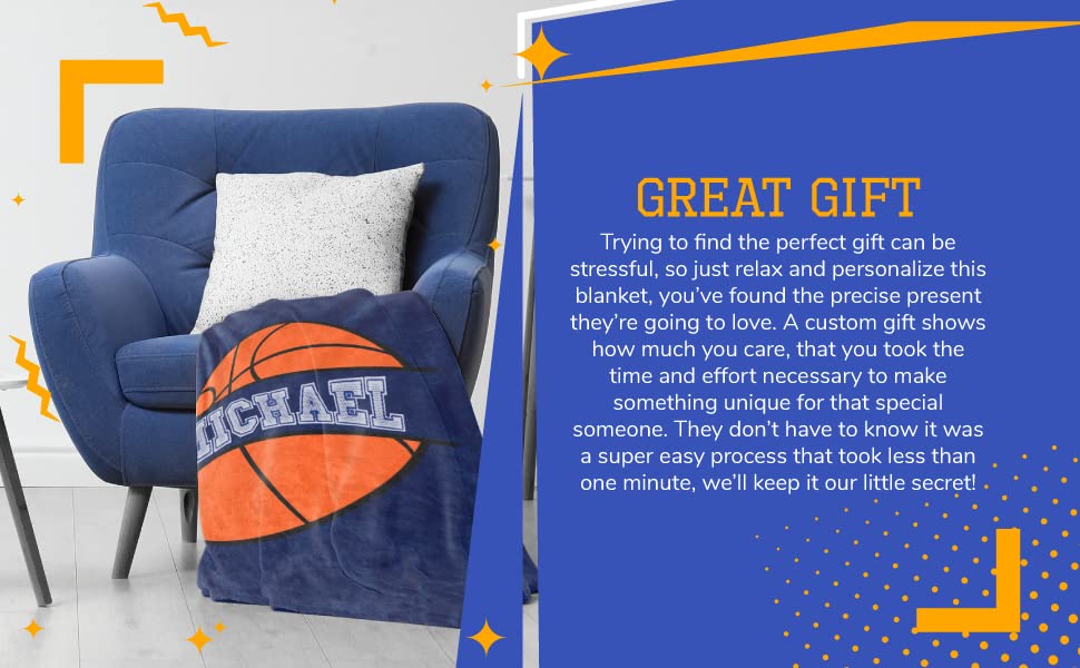 Personalized Custom Basketball Fleece and Sherpa Throw Blanket for Kids Youth Basket Ball Indoor Outdoor Blankets Boys Girls Toddler Mini Hoop Fans Toys Apparel