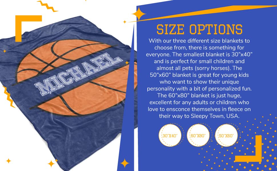 Personalized Custom Basketball Fleece and Sherpa Throw Blanket for Kids Youth Basket Ball Indoor Outdoor Blankets Boys Girls Toddler Mini Hoop Fans Toys Apparel