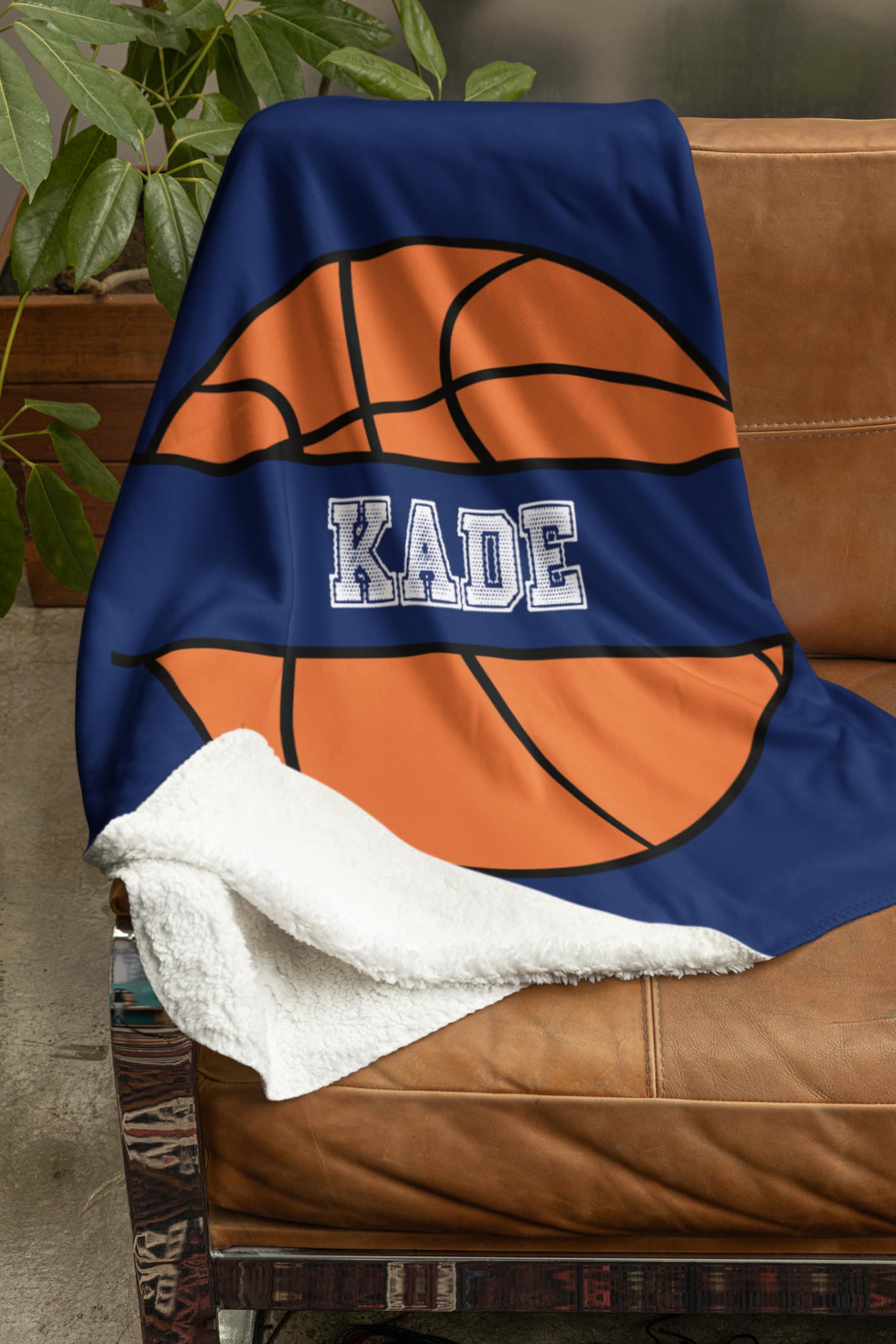 Personalized Custom Basketball Fleece and Sherpa Throw Blanket for Kids Youth Basket Ball Indoor Outdoor Blankets Boys Girls Toddler Mini Hoop Fans Toys Apparel