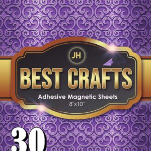 JH Best Crafts Adhesive Magnetic Sheets | Flexible Magnet with Adhesive Backing | 8 x 10 Inch Magnets for Crafts and Pictures | Cut to Any Size | Pack of 30