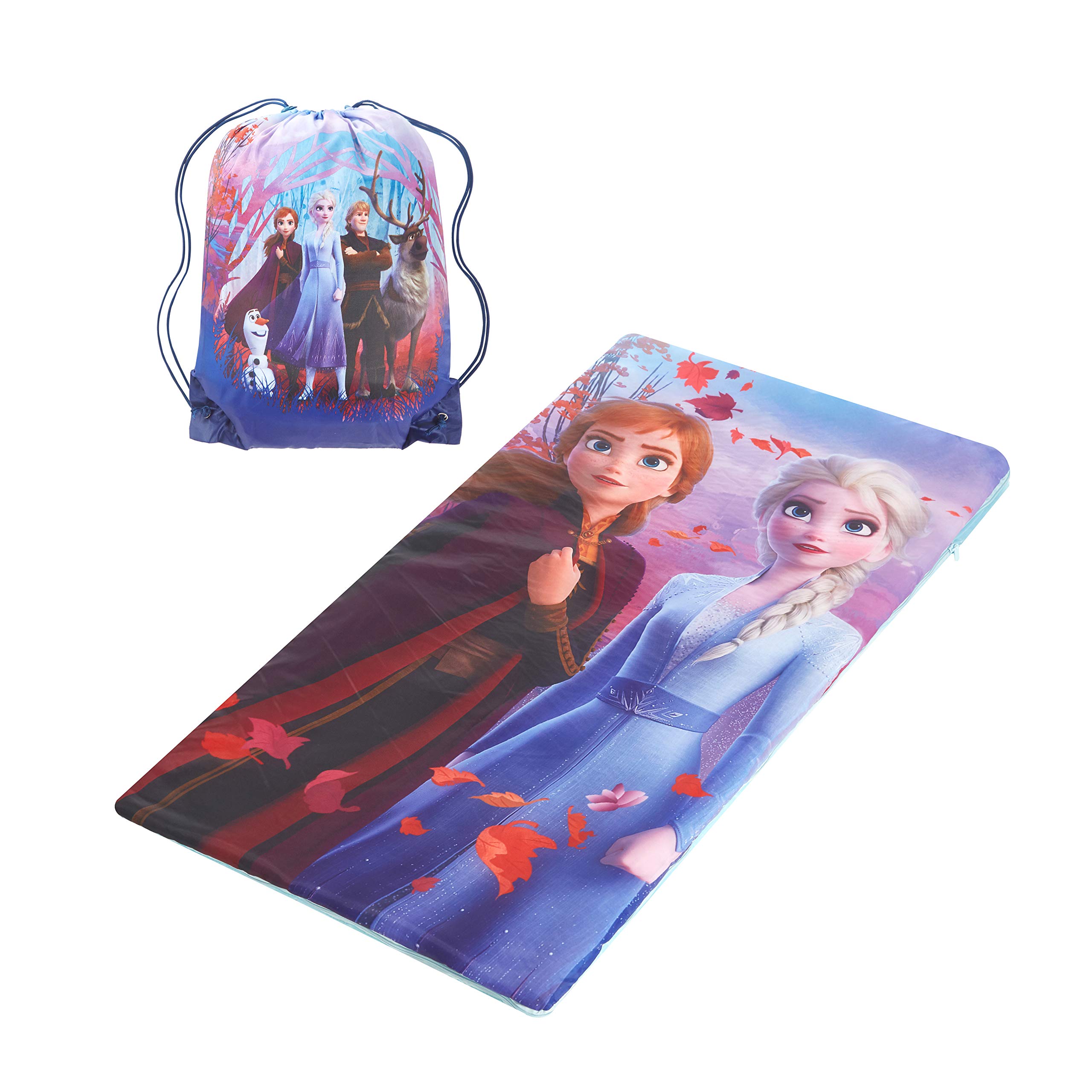 Disney Frozen 2 Sling Bag and Cozy Lightweight Sleeping Bag, 46” L x 26” W, Ages 3+