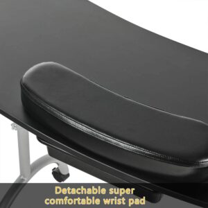 LEIBOU Professional 36''L Portable & Foldable Manicure Table Nail Technician Desk Workstation Manicure Table with Rolling Wheels,Drawer,Sponge,Free Carrying bag (Black)