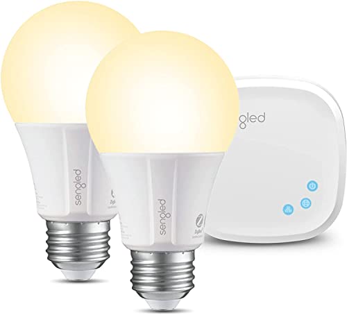 Sengled Smart Light Bulb Starter Kit, Smart Bulbs that Work with Alexa, Google Home, 2700K Soft White Alexa Light Bulbs, A19 E26 Dimmable Bulbs 800LM, 9 (60W Equivalent), 2 Bulbs with Hub, New