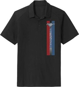 ford mustang tri bar logo pocket print wicking polo, black large