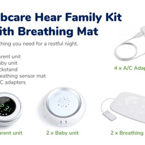 Bebcare Hear Audio Baby Monitor with Ultra-Low Radiation Safe Technology, Breathing Sensor, Night Light and White Noise Silencer for Reception up to 2000 feet (Without Breathing Sensor Mat)