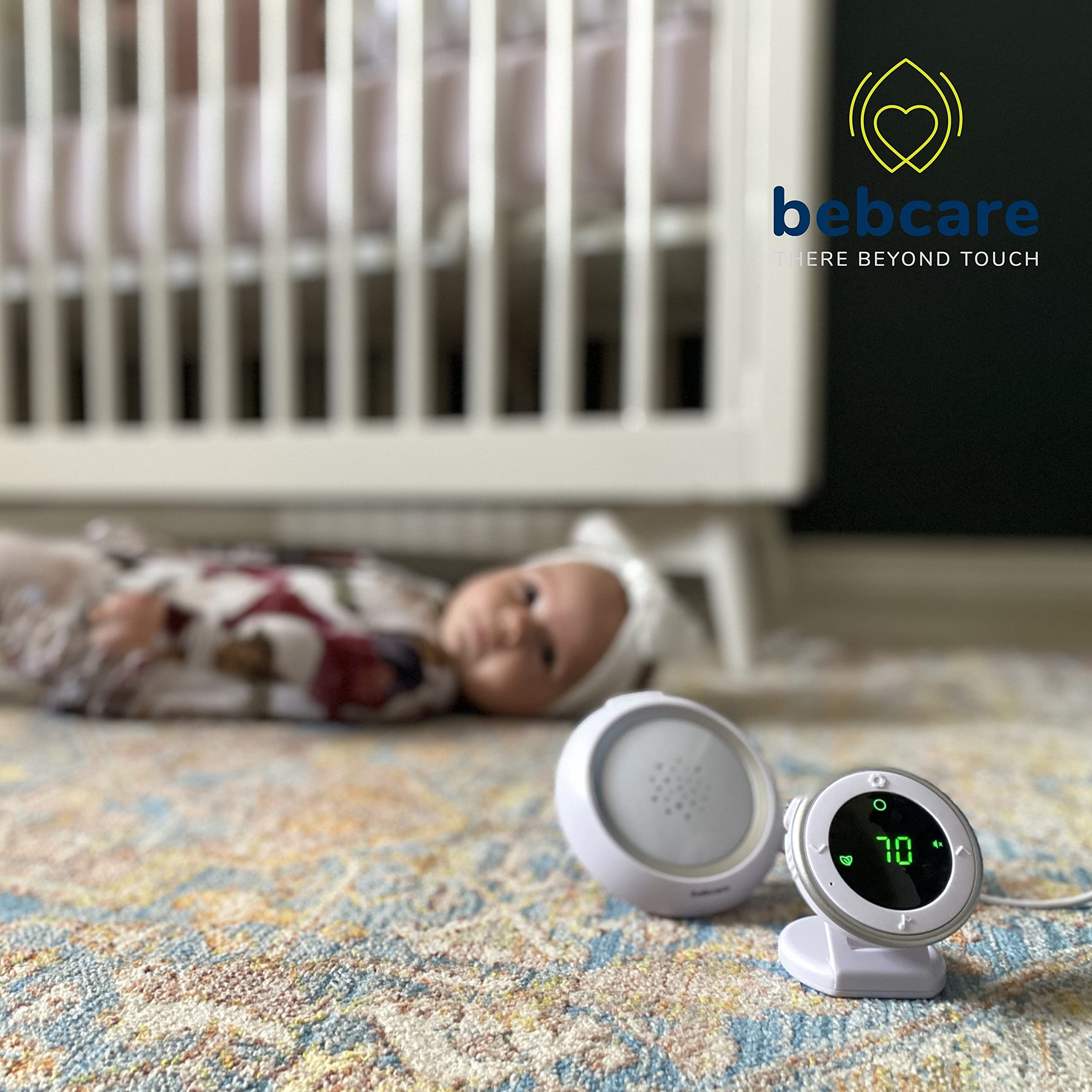 Bebcare Hear Audio Baby Monitor with Ultra-Low Radiation Safe Technology, Breathing Sensor, Night Light and White Noise Silencer for Reception up to 2000 feet (Without Breathing Sensor Mat)