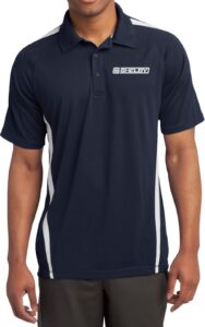 ford mustang shelby crest pocket print colorblock polo, navy white 3x