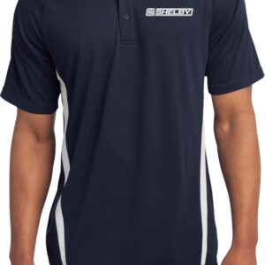 Ford Mustang Shelby Crest Pocket Print Colorblock Polo, Navy White 3X