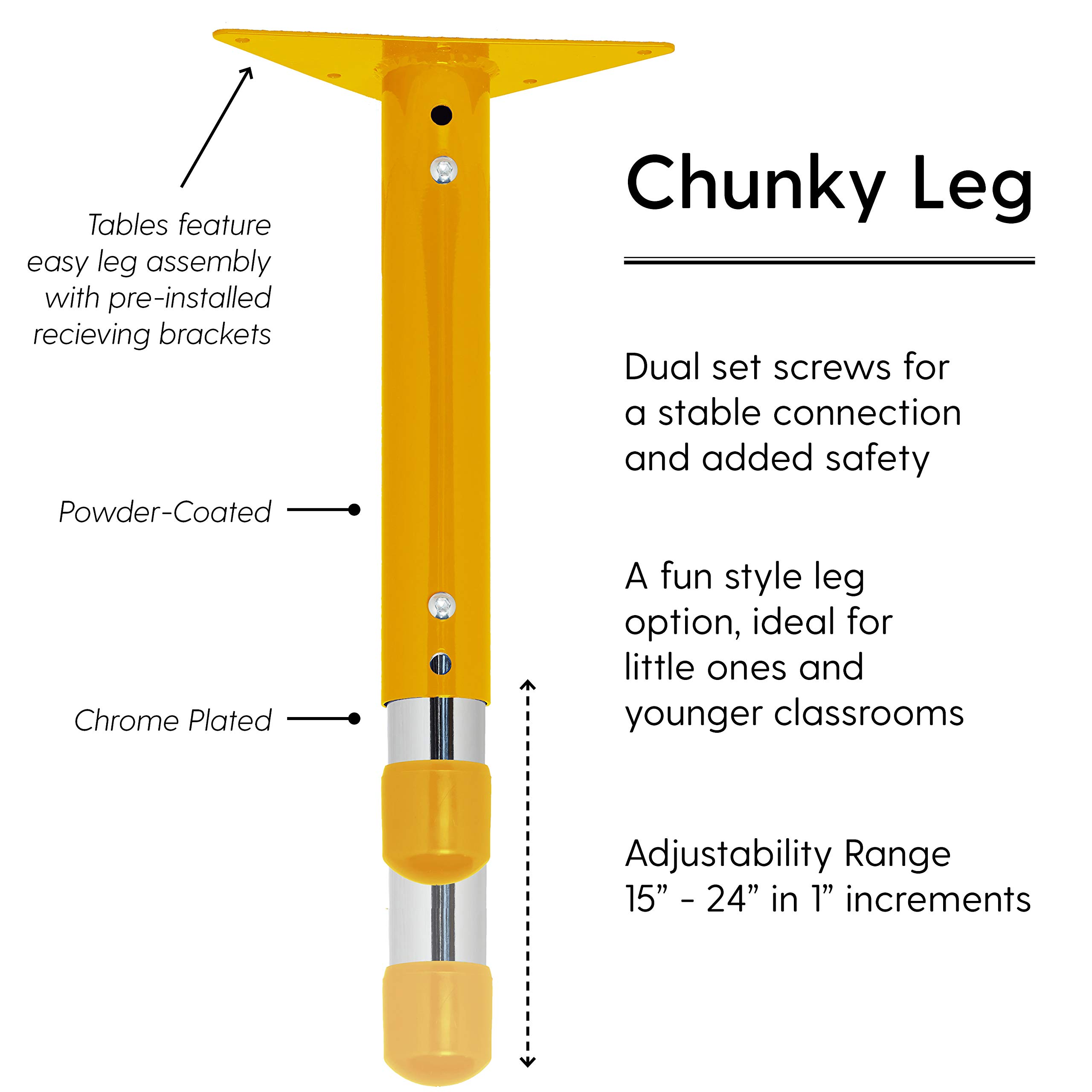 Factory Direct Partners 10087-GYYE Kidney Activity School and Classroom Kids Table (48" x 72"), Toddler Legs, Adjustable Height 15-24" - Gray Top and Yellow Edge