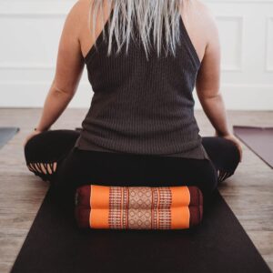 Zafuko Yoga & Meditation Cushion - Black/Red - organic water-resistant Kapok filling, meditation cushion, soft yoga prop