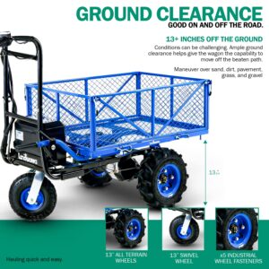 Landworks Utility Service Cart Wheelbarrow Power Wagon Super Duty Electric 48V DC Li-Ion Battery Powered 500LBS Load & 1000LBS+ Hauling Capacity Farm & Garden Dump w/All Purpose Modular Cargo Bed